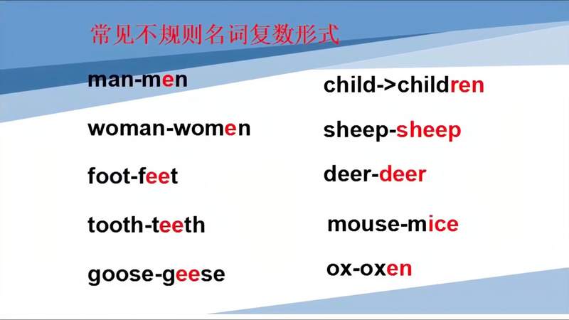 常见不规则名词复数形式