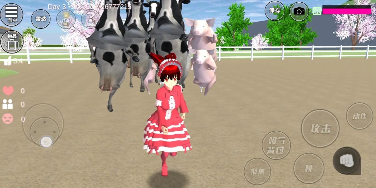 樱花校园模拟器,天呀!农场里的动物成精了,不停的追我!