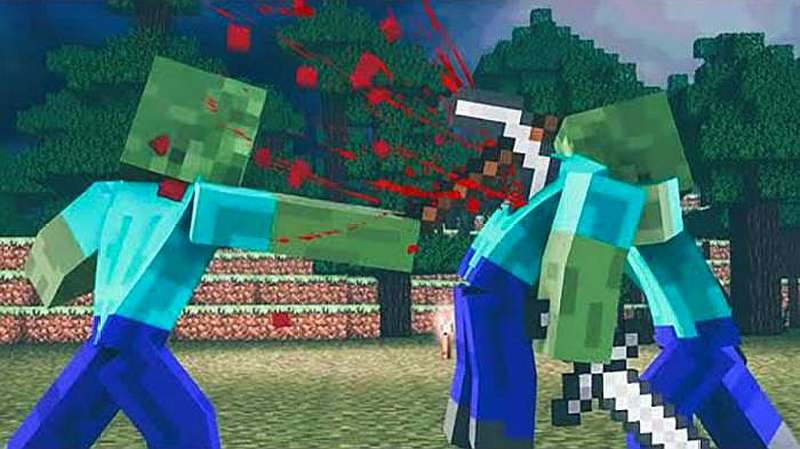 我的世界MC动画:两只僵尸的激烈对决!打斗超精彩