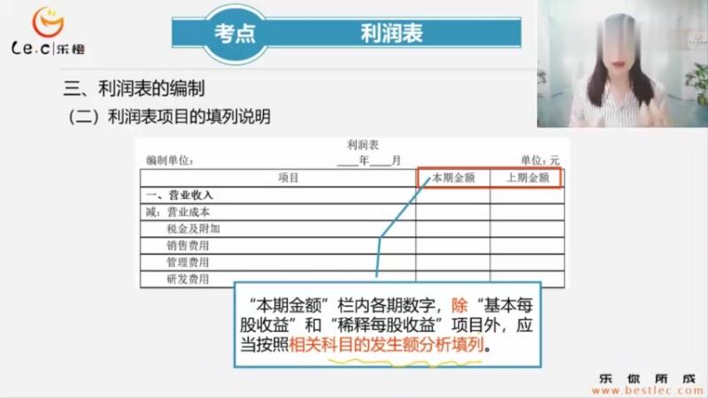 初级会计实务|第6章 第2节 考点 利润表