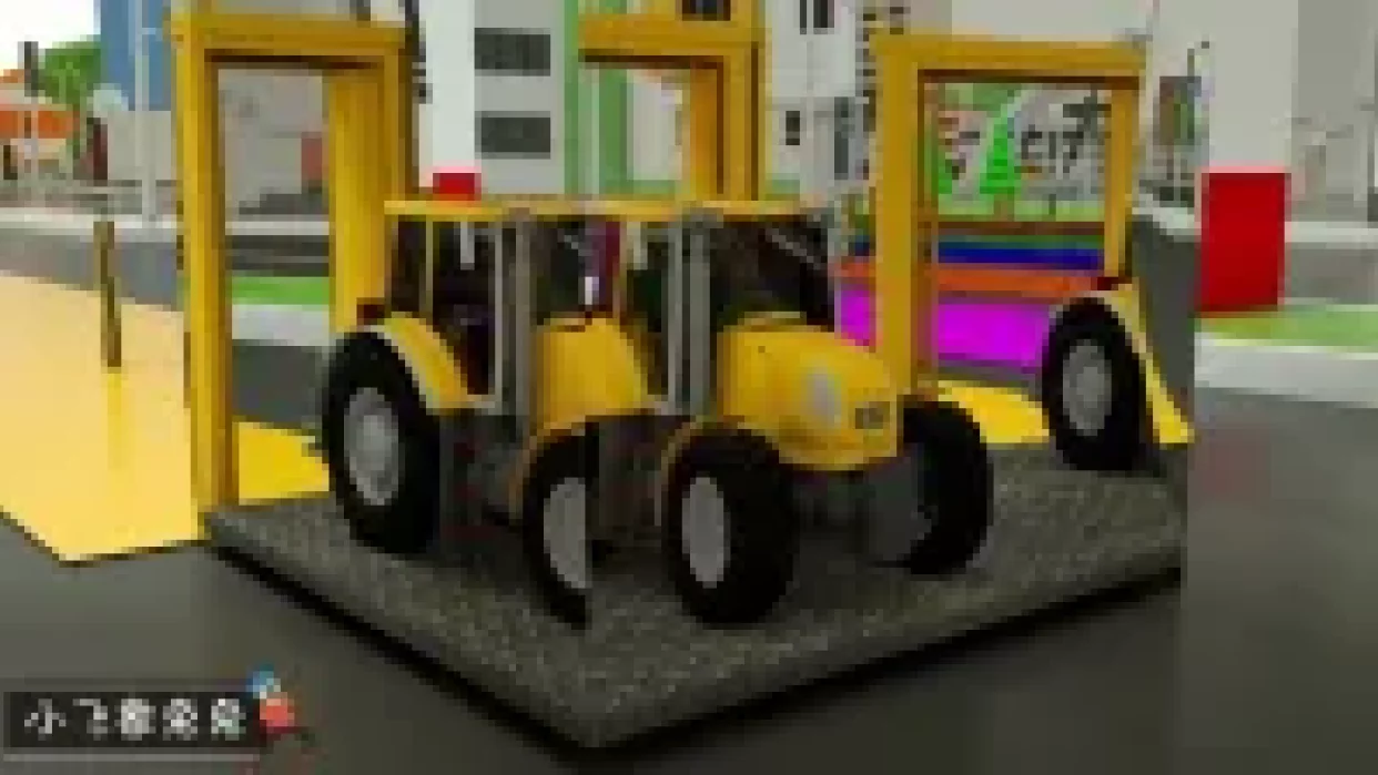 挖掘机动画片 挖掘机推土车大卡车工程车