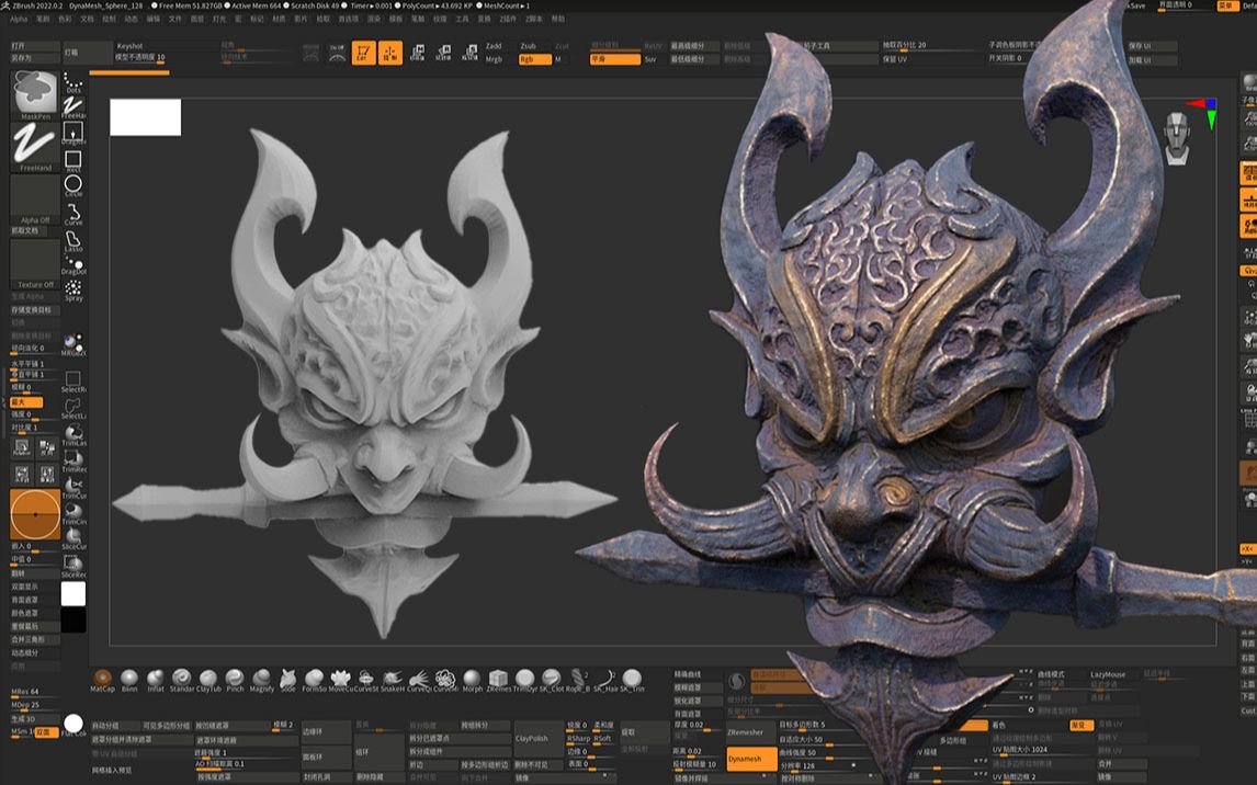 ...教程】零基础3D建模“般若面具”高模雕刻!次时代游戏角色模型...