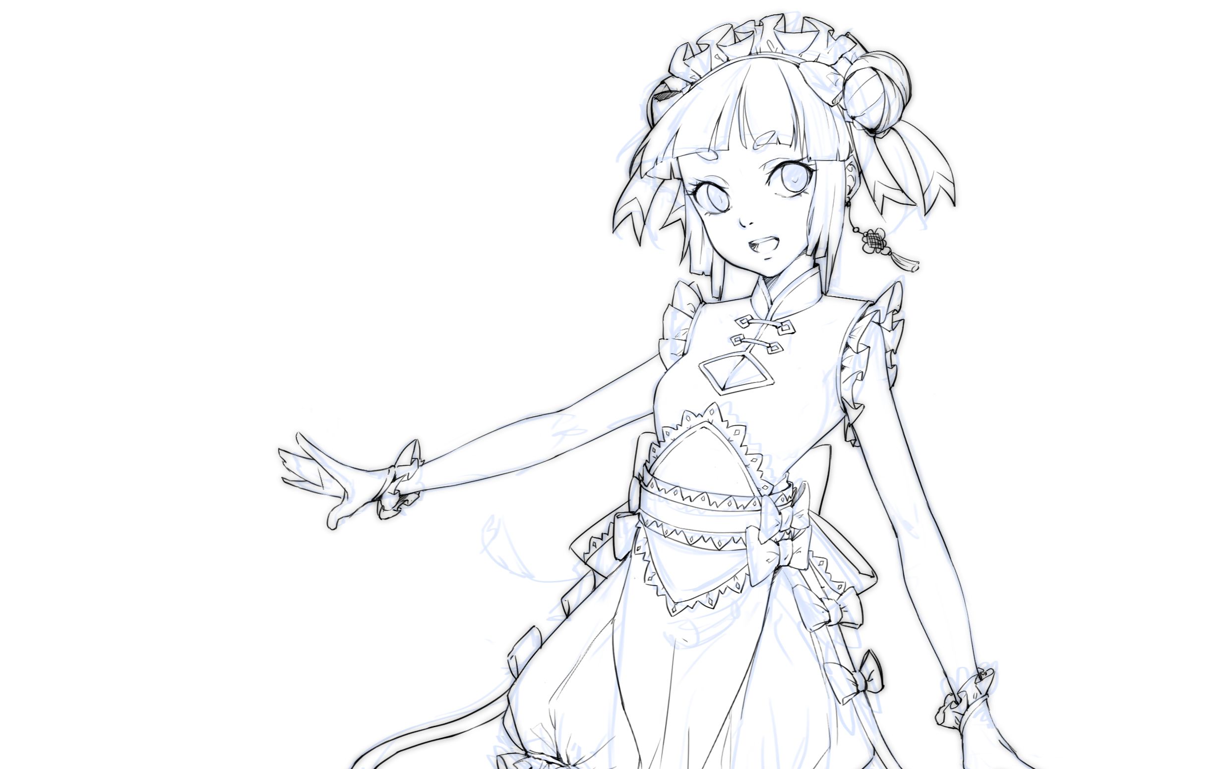 【ps绘画过程】【板绘】【原创】8倍速线稿 画个美少女~还是第一次...