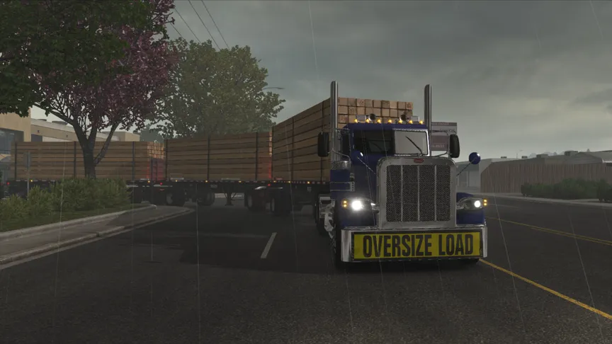 美国卡车模拟1.37测试版-俄亥俄州,慢速动输,三节木料挂车