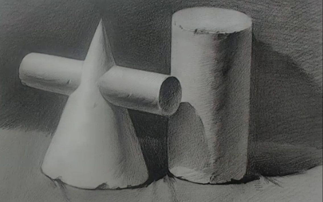 【素描教学】零基础素描教学,几何体组合的讲解