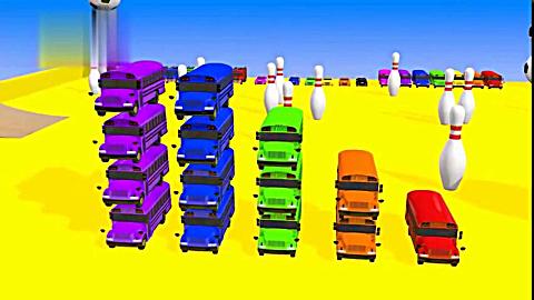 彩色校车叠罗汉!学习数字1到5