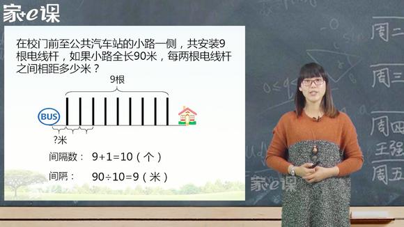 小学精品微课视频:五上数学——植树问题(两端都不种)