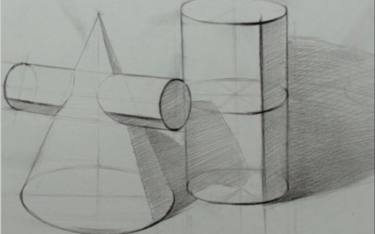 【素描教学】零基础素描教学,几何体起形的画法