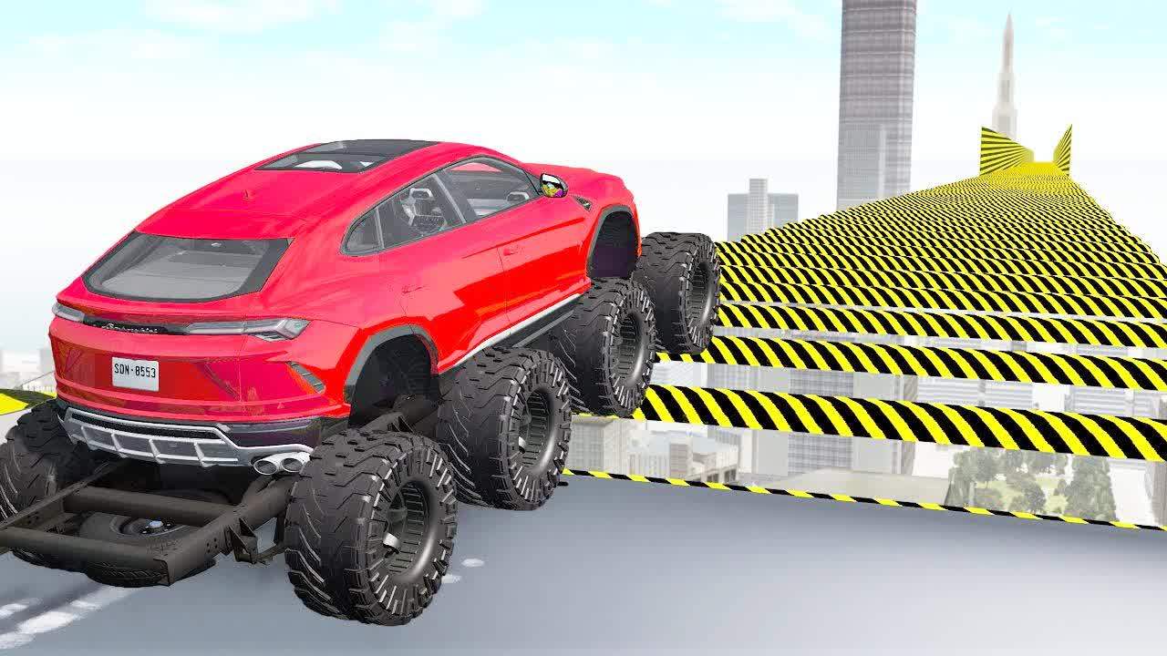 模拟:汽车高速通过空中减速带