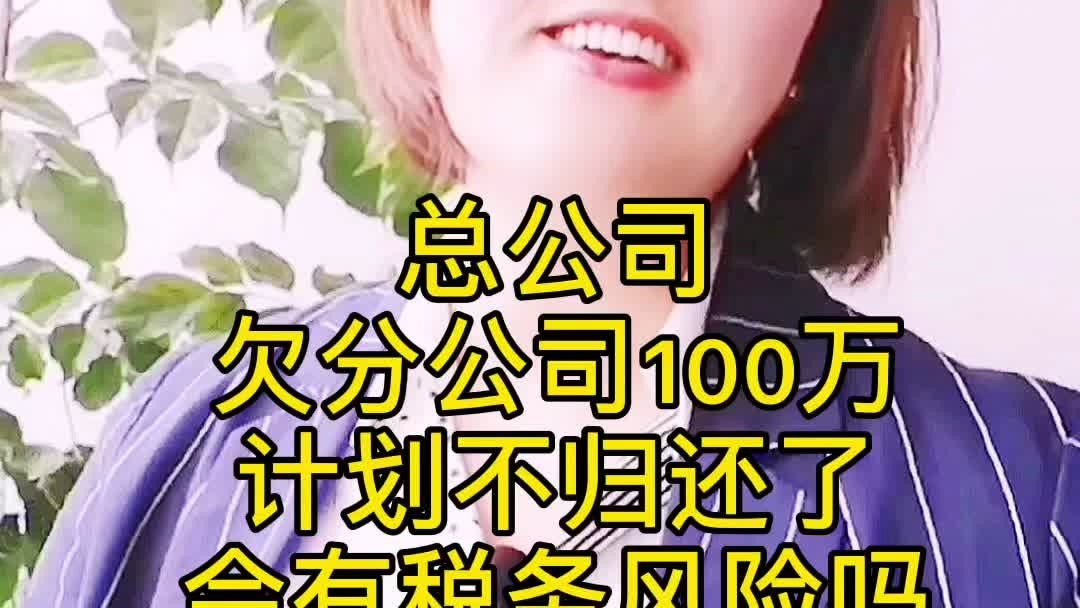 总公司欠分公司100万不归还,有税务风险吗