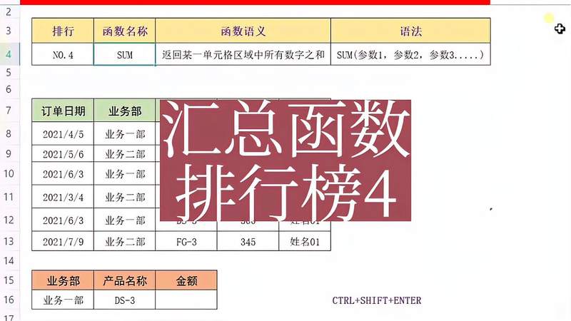 汇总函数排行榜4-SUM函数