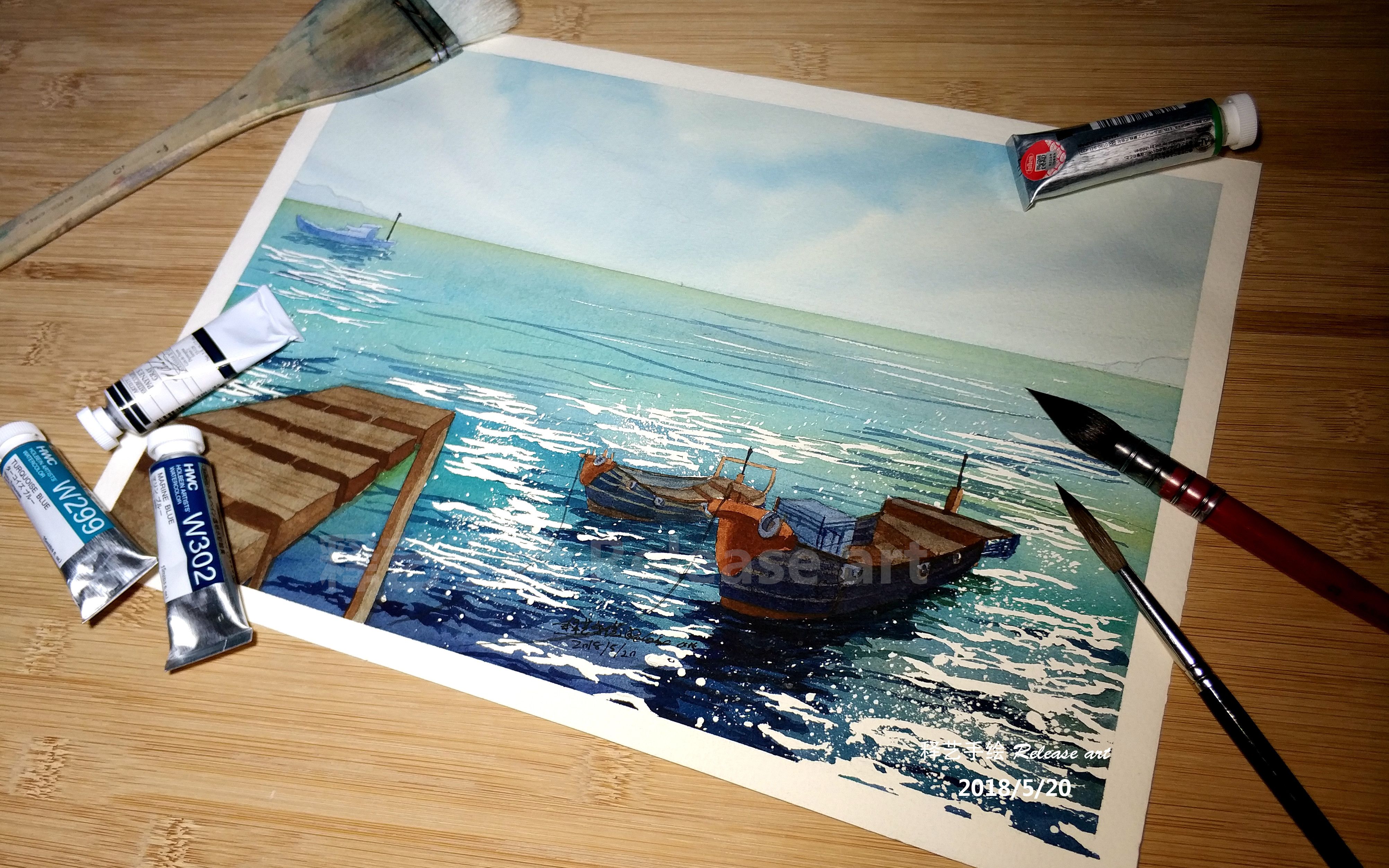 【水彩绘画教程】【手绘】如何画好一副水彩风景?UP全字幕讲解 带你...