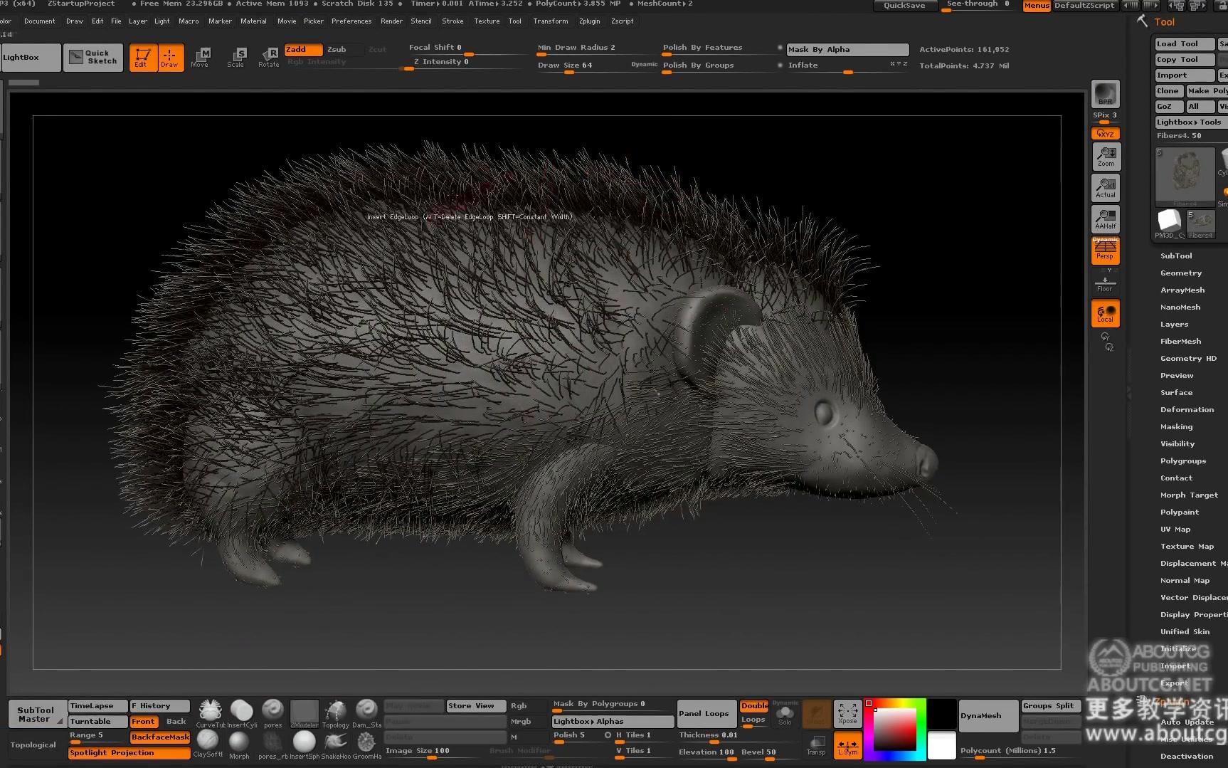 使用 Vray& Octane & Corona分别渲染刺猬毛发视频教学