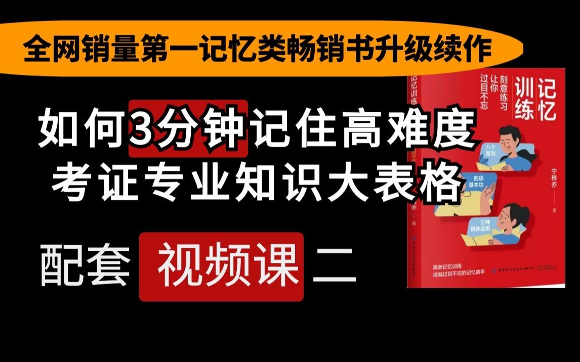 全网销量记忆类第一畅销书配套视频课(2)3分钟记住高难度考证知识表格