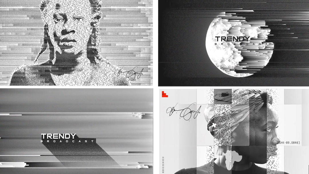 AE模板-超酷的画面故障效果艺术海报视频模板