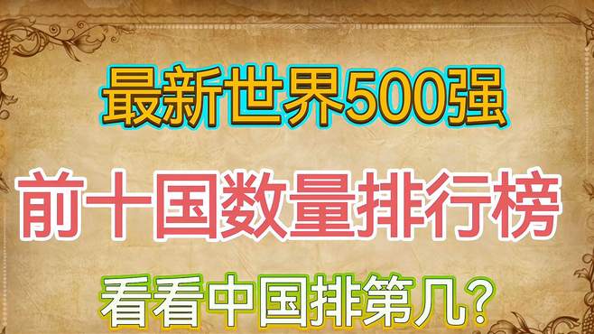 最新世界500强,前十国数量排行榜,看看中国排第几?