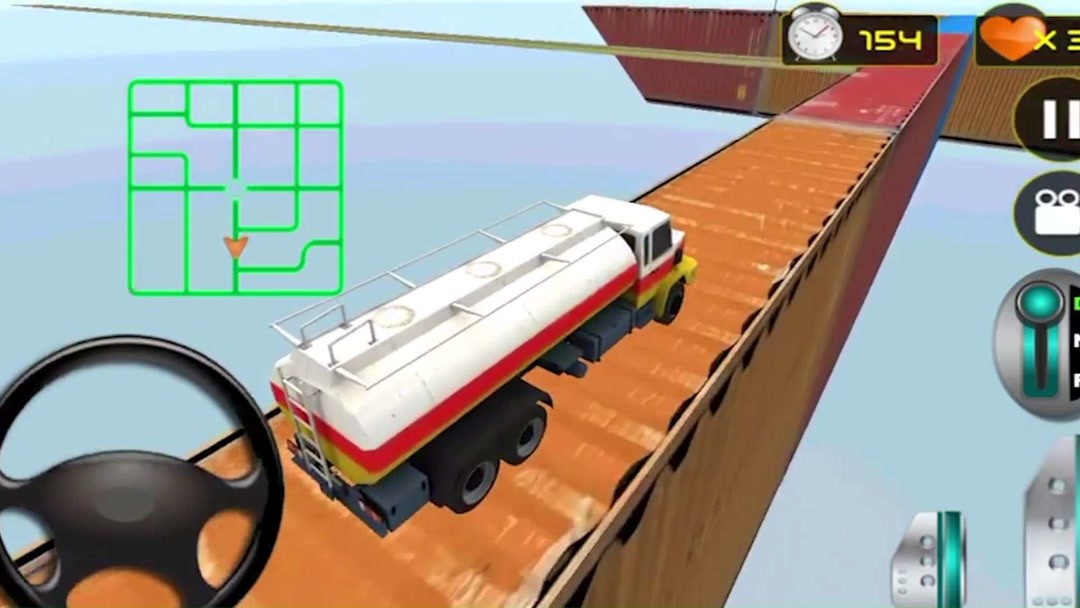 精彩小游戏-油罐车在空中模拟迷宫式道路
