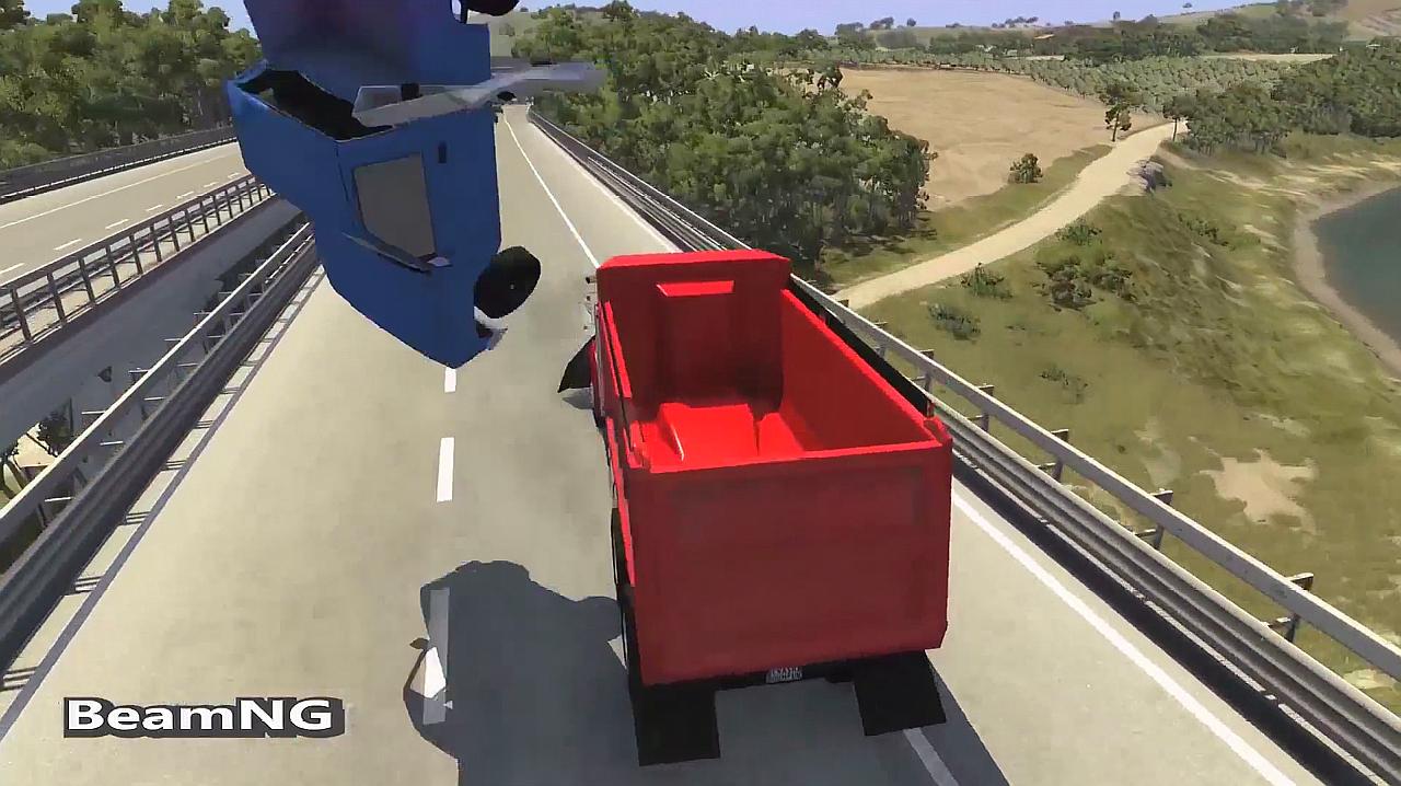车祸模拟器:这是一辆横扫公路的运输车,驶过的地方车辆都翻了