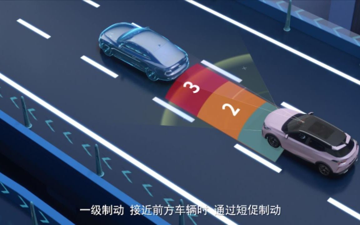02广汽传祺影速GS3汽车三维cg动画驾驶系统《主动制动辅助》_1