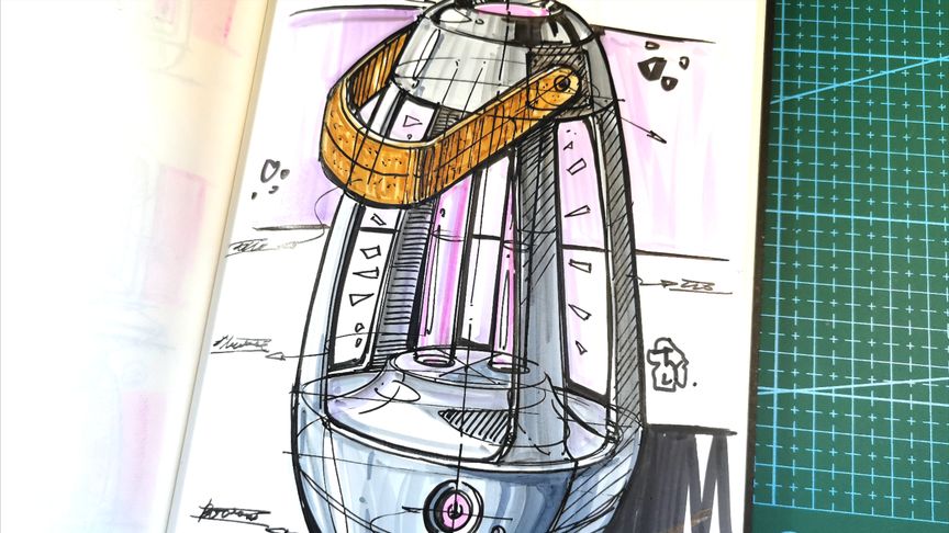 【工业产品设计手绘】原创紫外线消毒灯效果草图创作过程