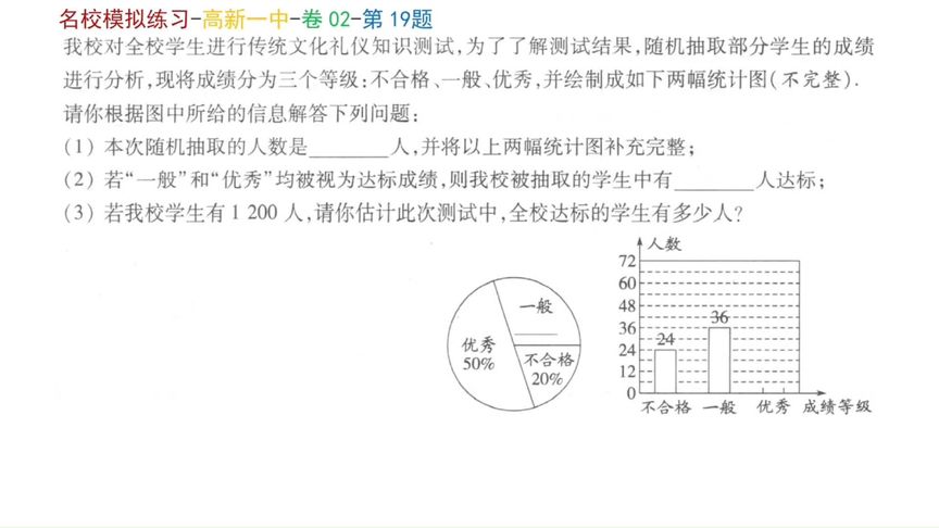 高新一中中考模拟卷2 19数据统计,条形图与扇形图的应用