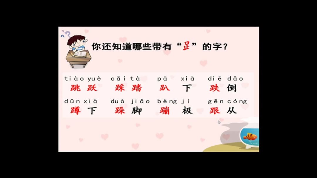 【陕西省首届微课大赛】认识足字旁(人教版语文一上)