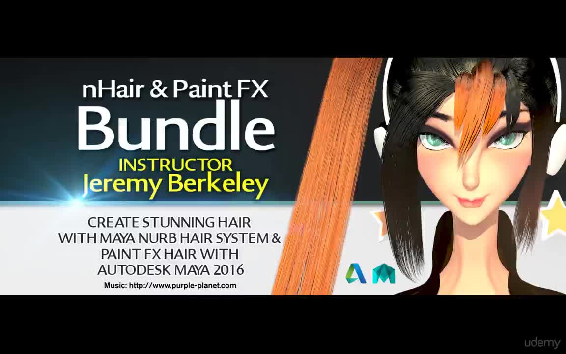 Maya动画人物头发制作训练视频教程 UDEMY HAIR AND PAINT FX ...
