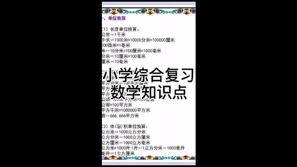 六年级综合复习数学知识点!