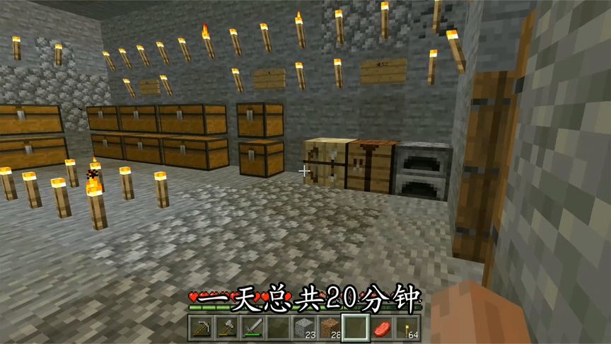 我的世界:新手第一天玩生存,先建仓库,我要集齐所有道具