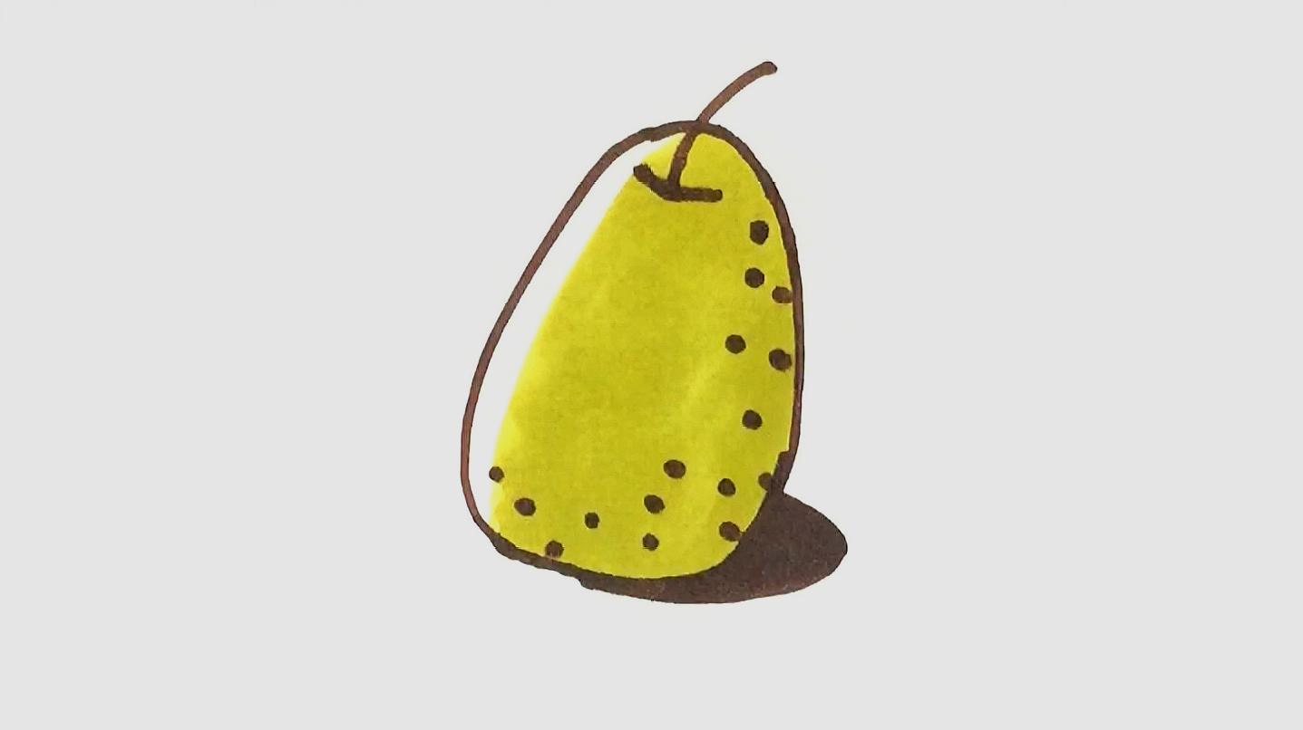 水果之梨子简笔画,基础中的基础,对初学者练手是不错的选择