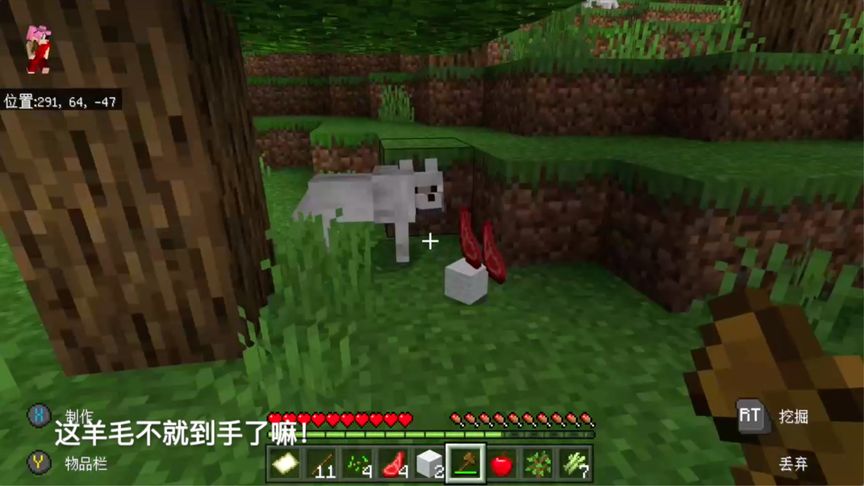 我的世界生存1单人生存困难模式第一天