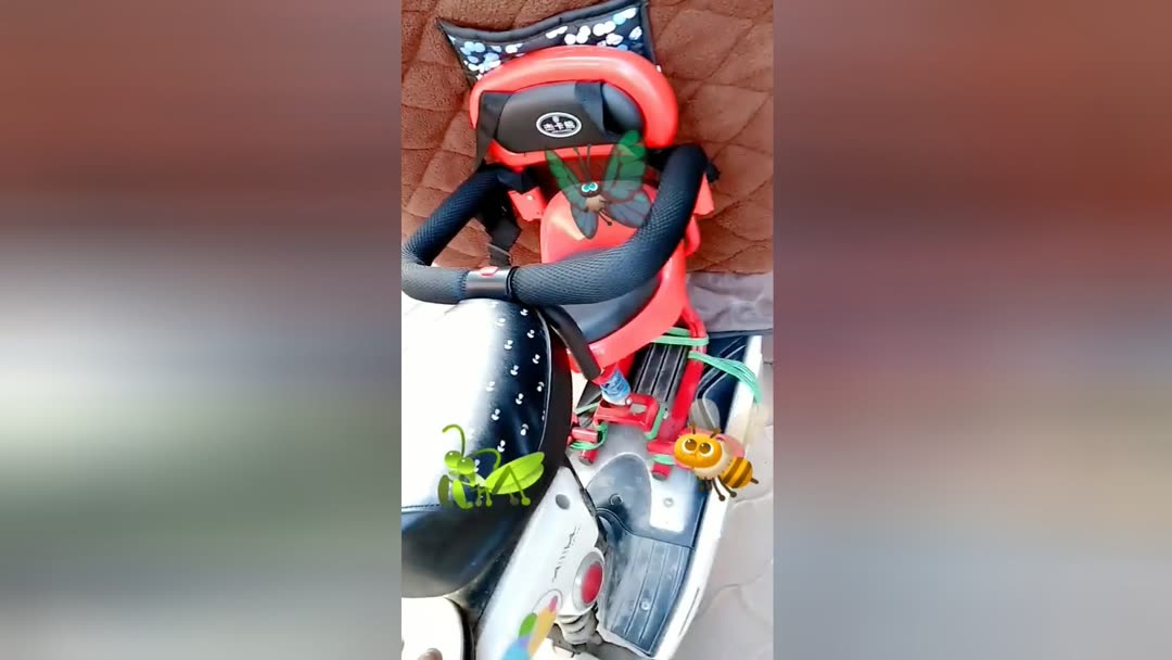 避震!全围!海绵坐垫!4点安全带!绑绳固定。#电动车儿童座椅