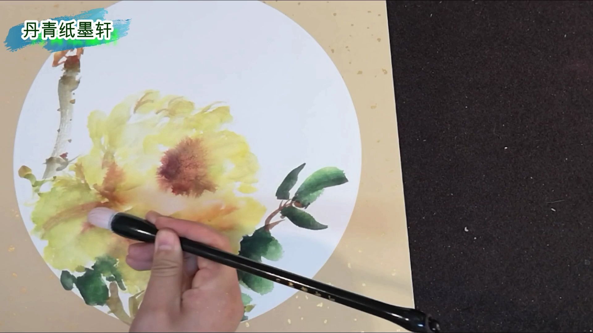 丹青纸墨轩:水墨画大写意,国画牡丹画法,黄花豆蔻华,富贵瓣中发