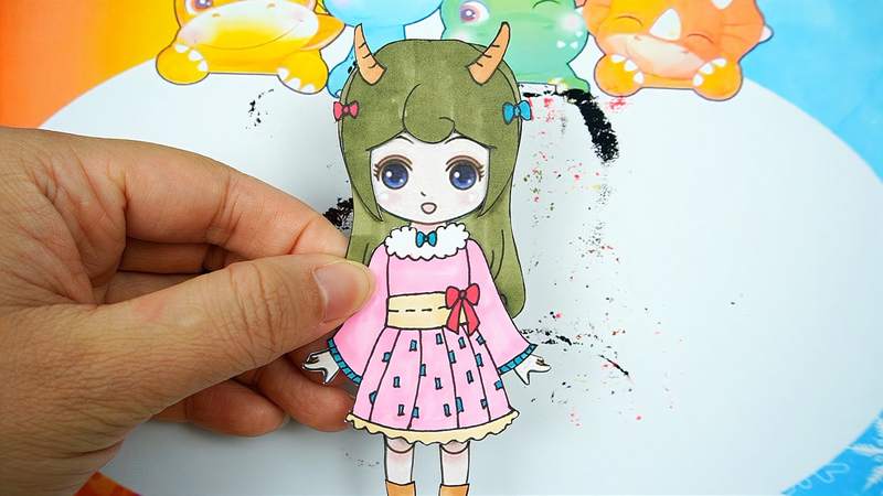 十二星座古风汉服手绘,白羊座女孩纸娃娃手工贴纸