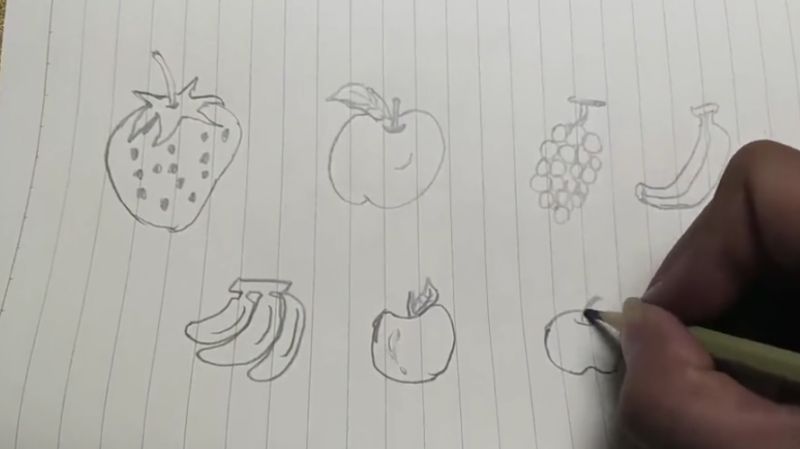 儿童早教启蒙简笔画,一分钟教会宝宝几种水果的画法!