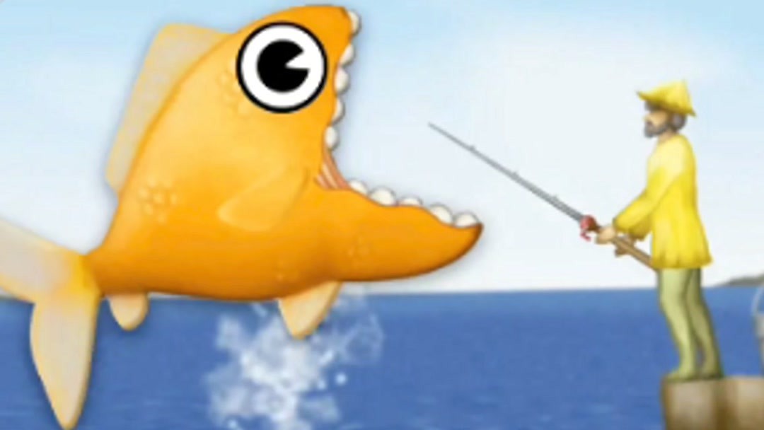 金鱼模拟器:小金鱼变异成食人鱼,意外吞掉钓鱼人游戏