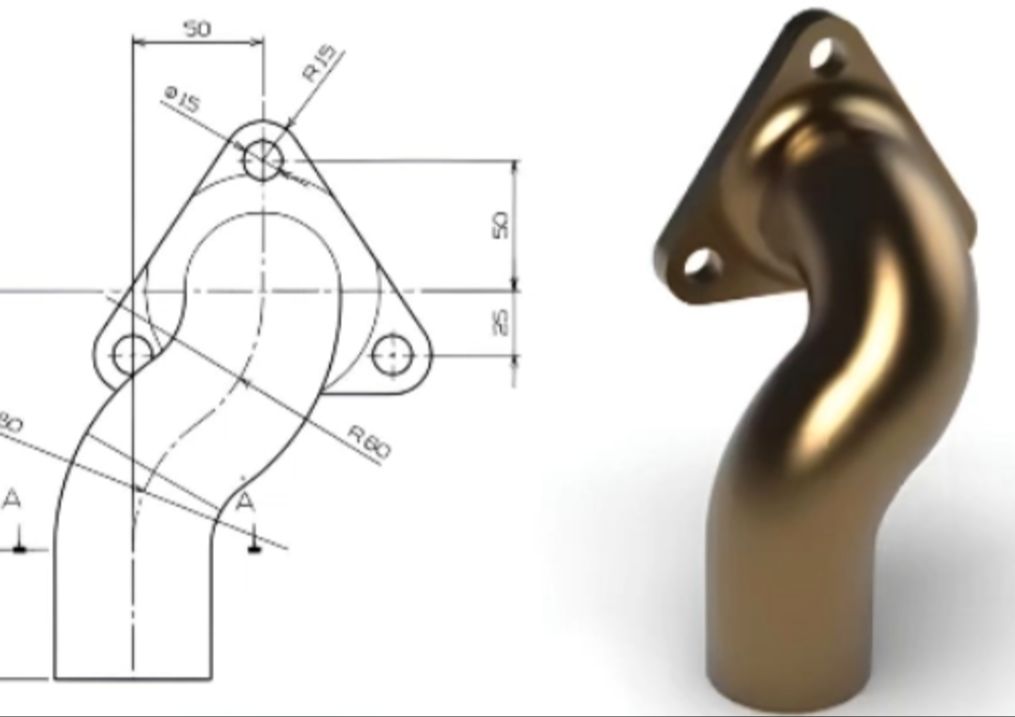 SolidWorks技巧一一用投影曲线完成弯管模型的绘制
