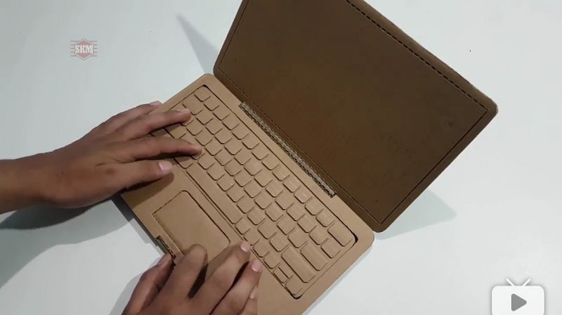 如何使用纸板做一个苹果笔记本电脑