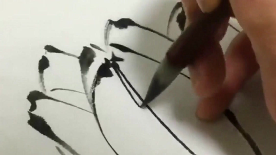 中国水墨画艺术,荷花绘画教学,看着简单但是学不会