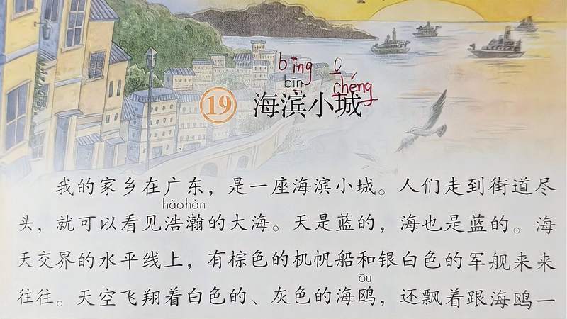三上语文第19课《海滨小城》:知识点整理(附详细笔记)