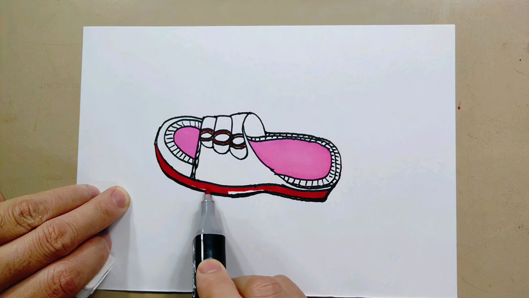 亲子简笔画教程。拖鞋简笔画马克笔绘画