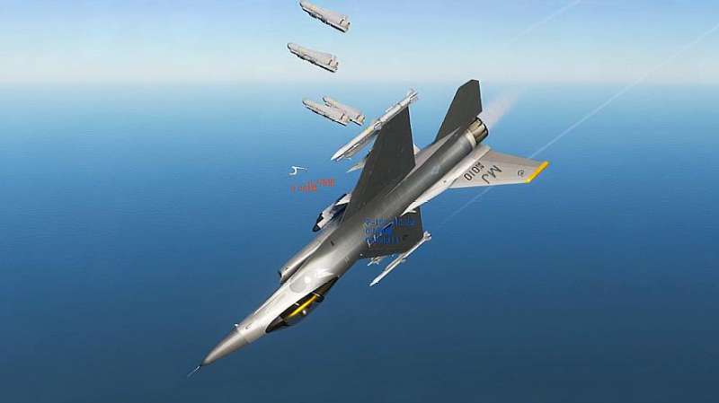 2架F16战斗机突袭一艘052B驱逐舰,052发射导弹反击,战争模拟