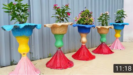 废物再利用,旧帽子,塑料瓶简单手工制作漂亮的花盆