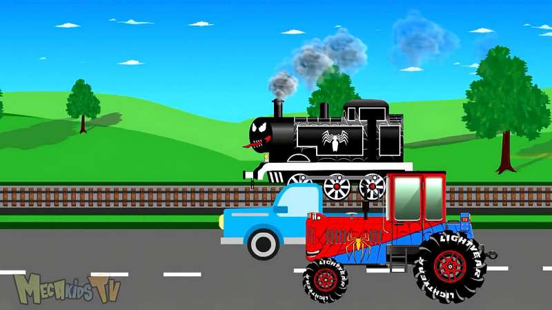 拖拉机火车,视频卡通儿童动画