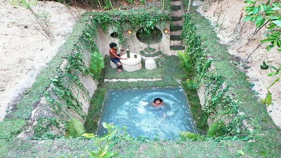 现实版“我的世界”!荒野生存大师徒手建造地下别墅,还带游泳池