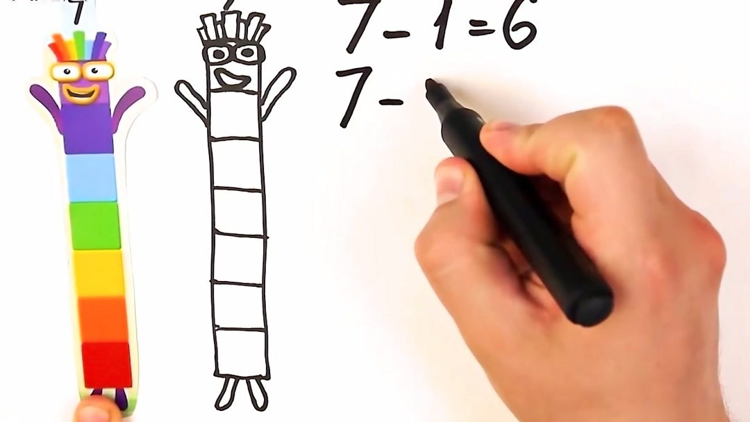 数字方块 真人画画:今天的答题时间来咯 7减去1等于多少 告诉我