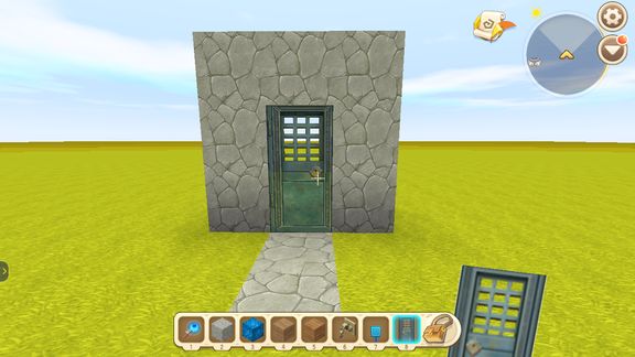 迷你世界:制作自动开门透明铁门教学,看的到摸不到