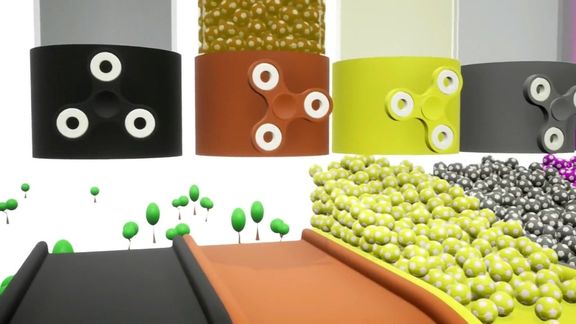 水管的开关打开后流出彩色小球,益智动画学习各种颜色