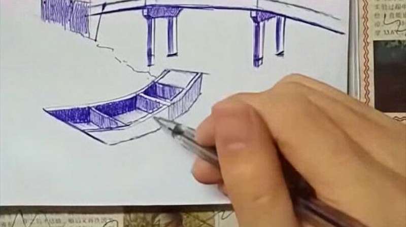 圆珠笔教程:大神教你怎么用圆珠笔画出一副栩栩如生的山水画