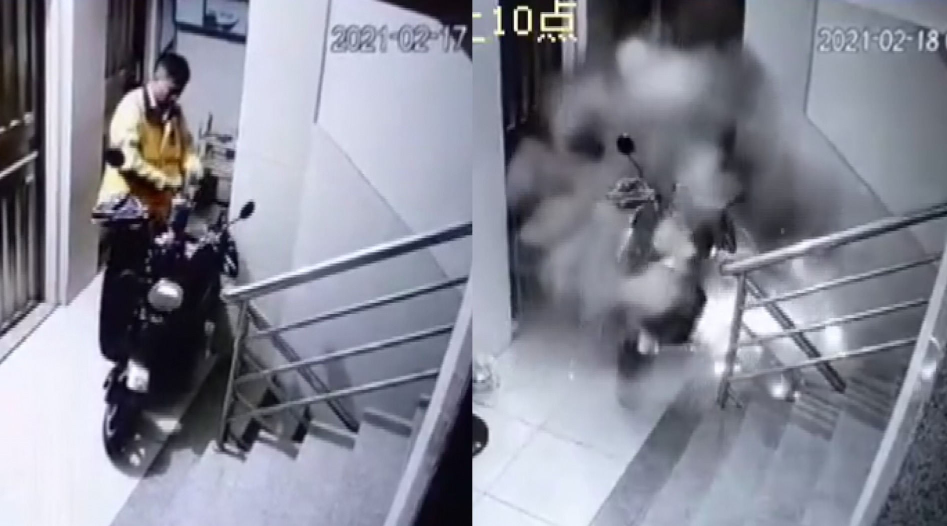 不到10秒!电动车过道充电瞬间起火弥漫整个楼道,监控拍下全程